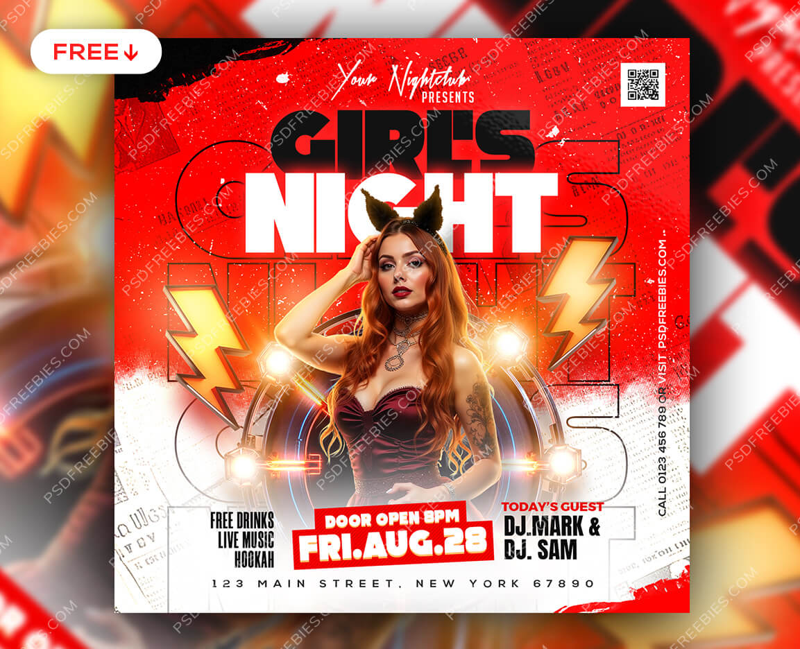 Girls Night Club Party Post PSD | PSDFreebies.com