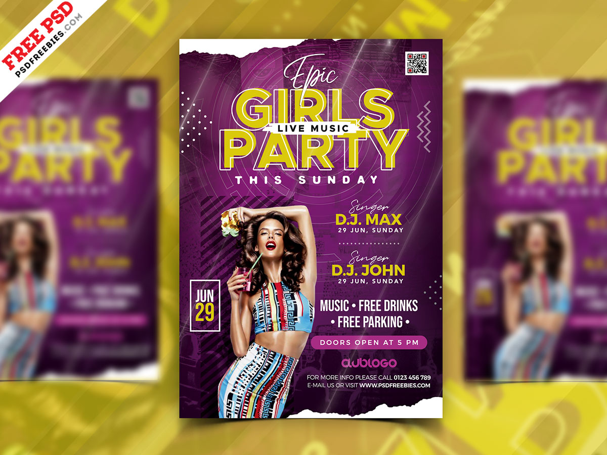 Girls Night Party Flyer PSD | PSDFreebies.com