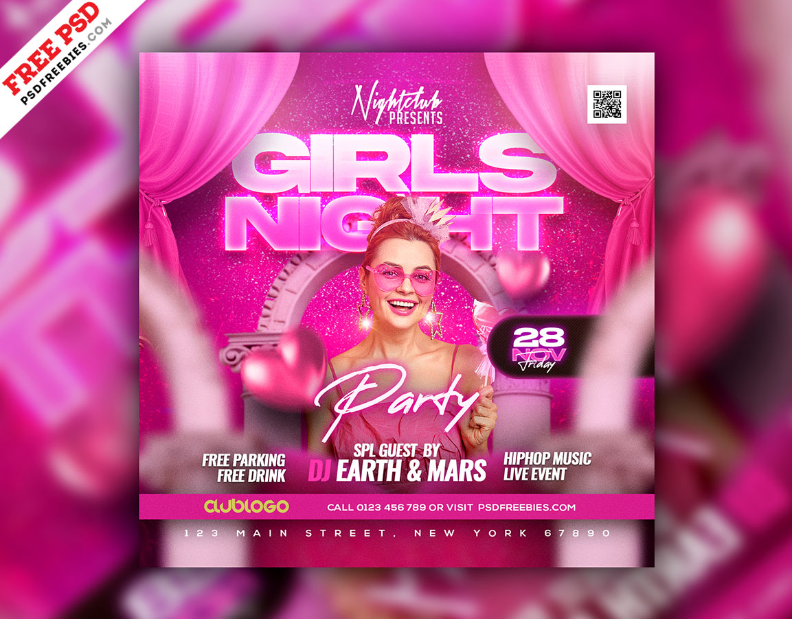 Girls Night Special Party Instagram Post PSD | PSDFreebies.com