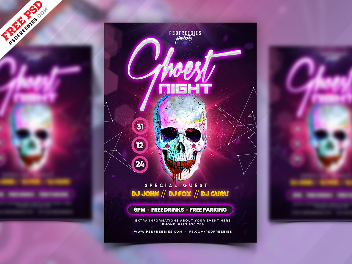Halloween Ghost Theme Party Flyer PSD | PSDFreebies.com
