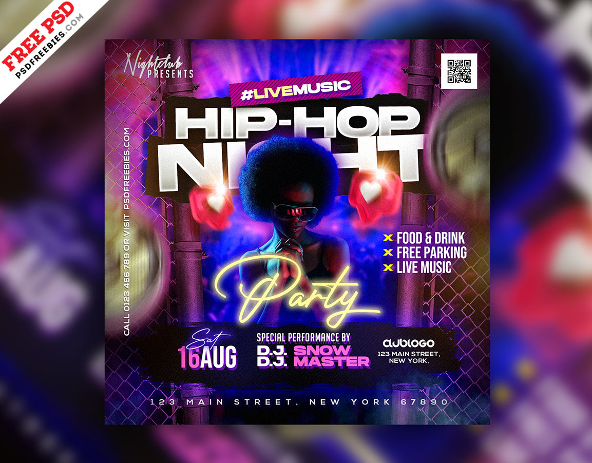 Hip Hop Party Social Media Post PSD Template | PSDFreebies.com