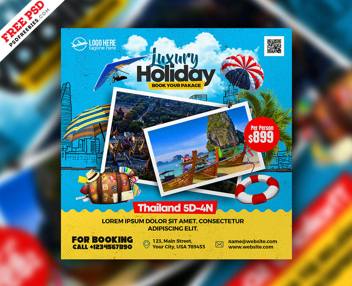 Holiday Travel Package Social Media Post PSD | PSDFreebies.com