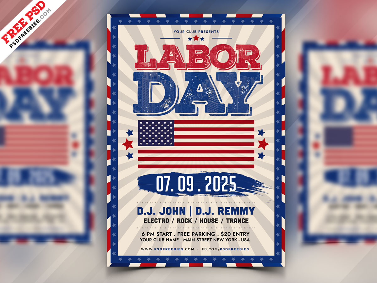 Labor Day Flyer Template PSD | PSDFreebies.com