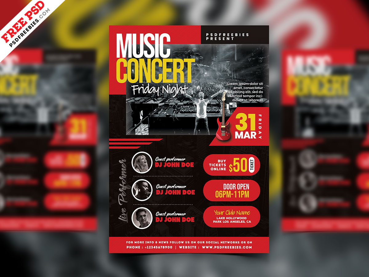Live Music Concert Event Flyer PSD | PSDFreebies.com