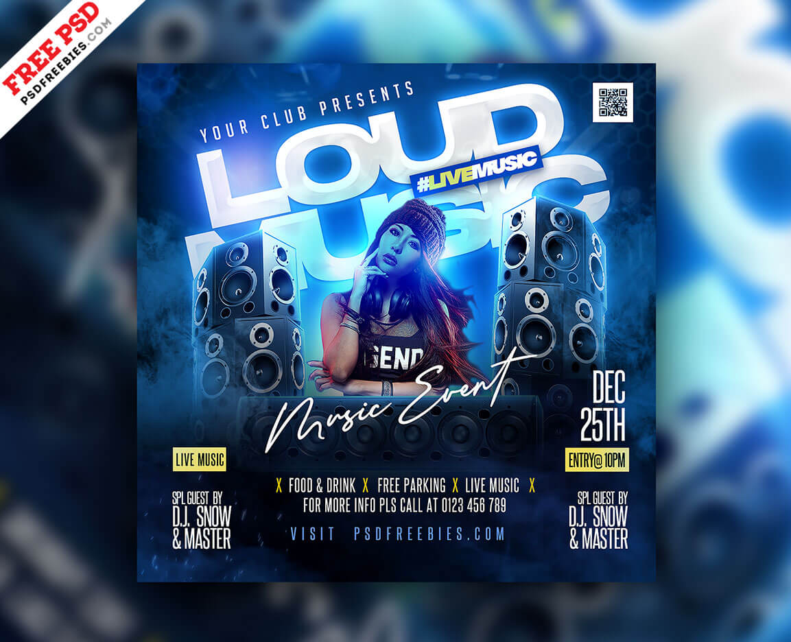 Loud DJ Music Party Social Media Post PSD | PSDFreebies.com