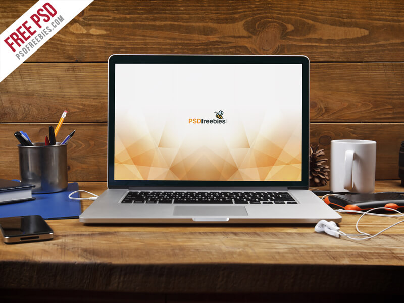MacBook Pro Front View Mockup Free PSD | PSDFreebies.com