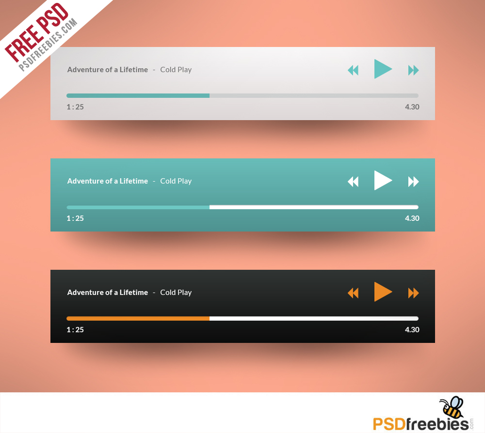 Media player Application Flat Design Free PSD | PSDFreebies.com