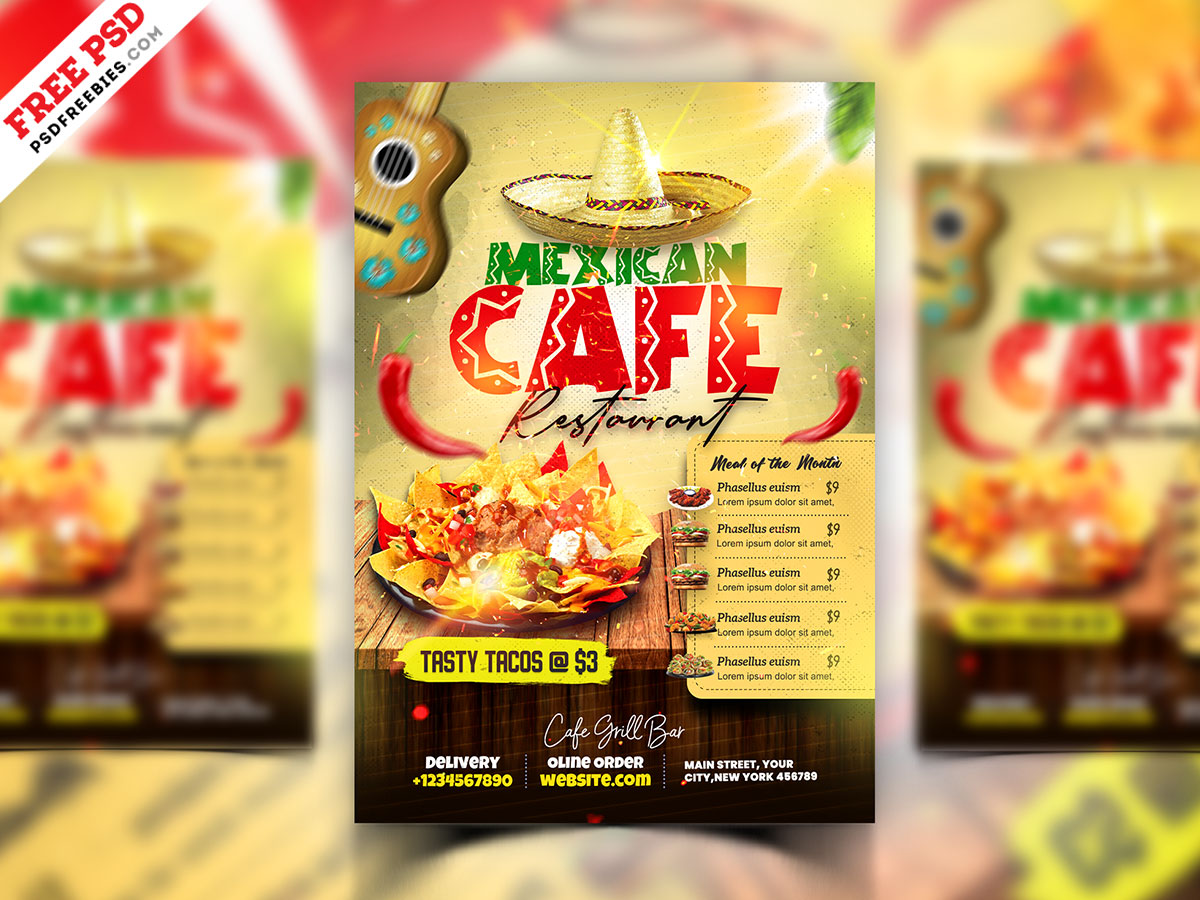 Mexican Restaurant Menu Cover Design PSD | PSDFreebies.com