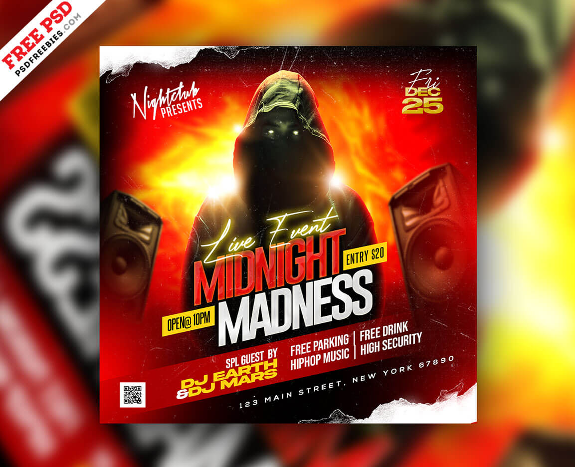 Midnight Party Social Media Post PSD | PSDFreebies.com