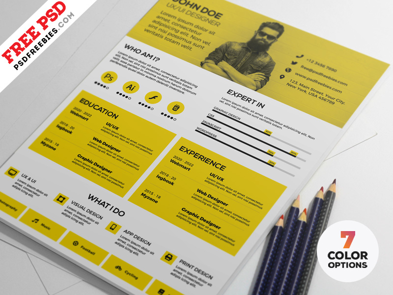 Modern Resume Design Template PSD Set | PSDFreebies.com