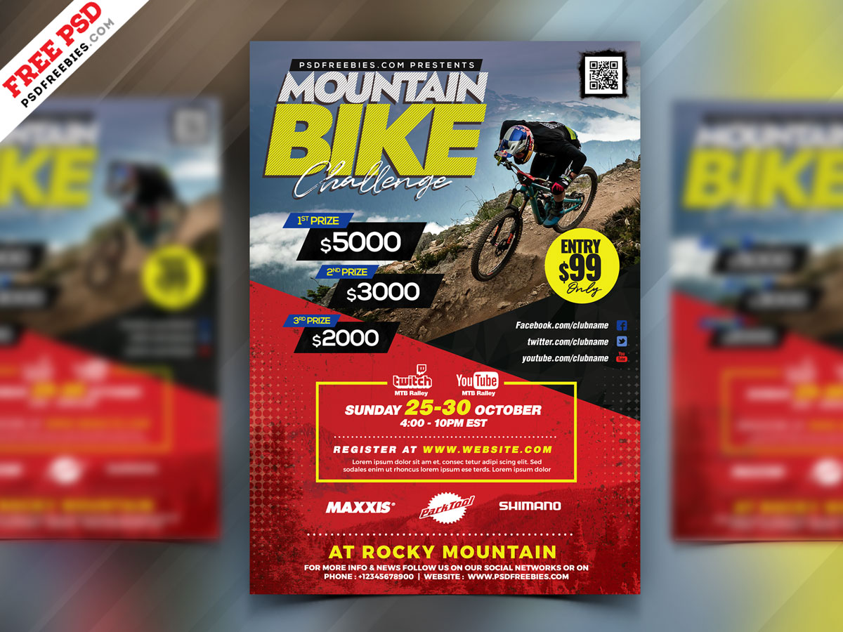 Mountain Bike Rally Event Flyer PSD | PSDFreebies.com