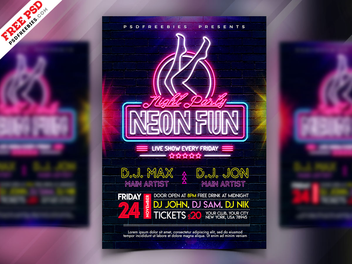 Glow Party Flyer Neon Glow Party Flyer And Poster Template