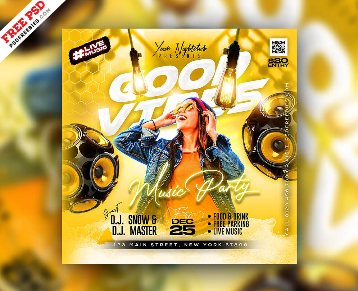 Night Club Party Invitation Social Media Post PSD | PSDFreebies.com