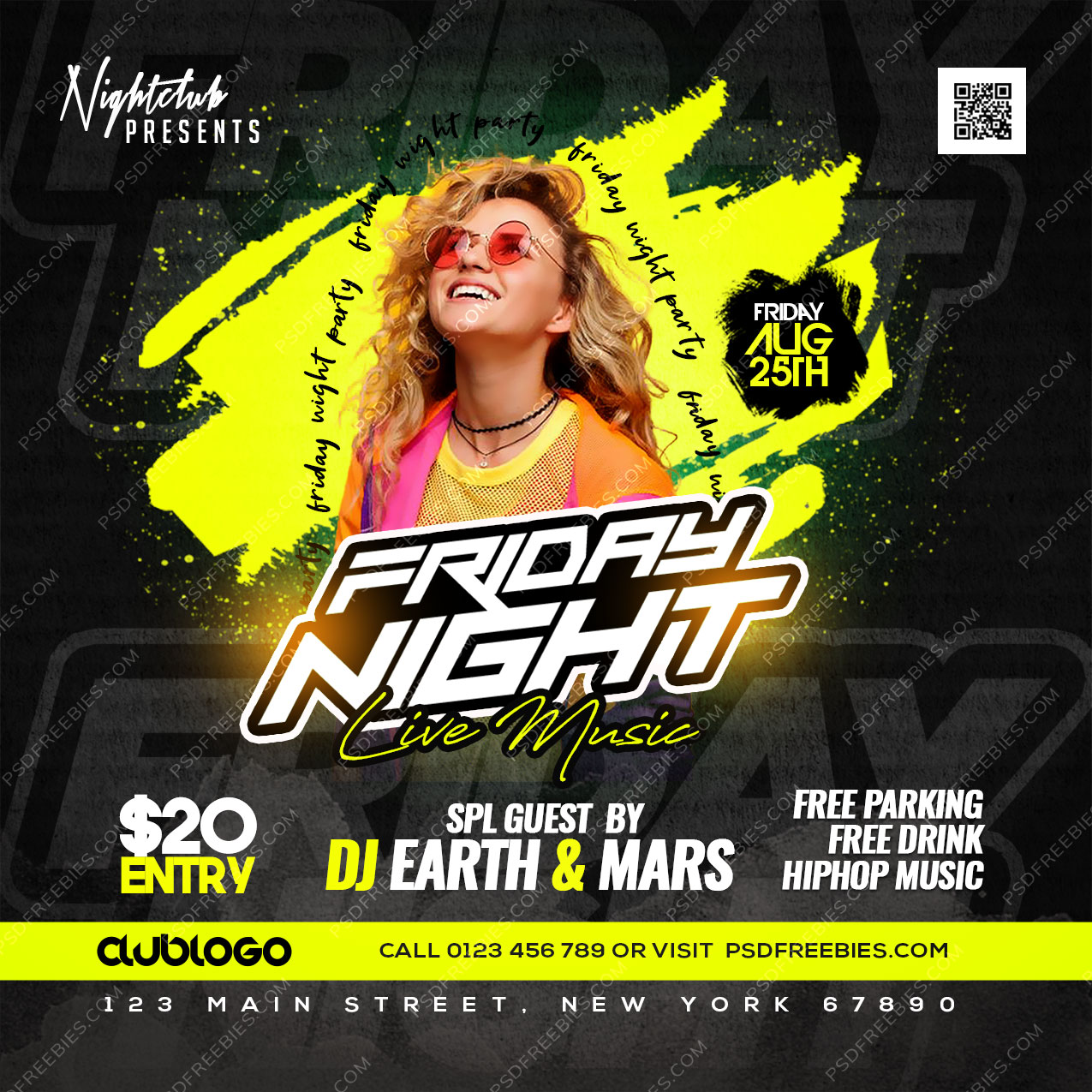 Night Club Party Social Media Post Design PSD | PSDFreebies.com