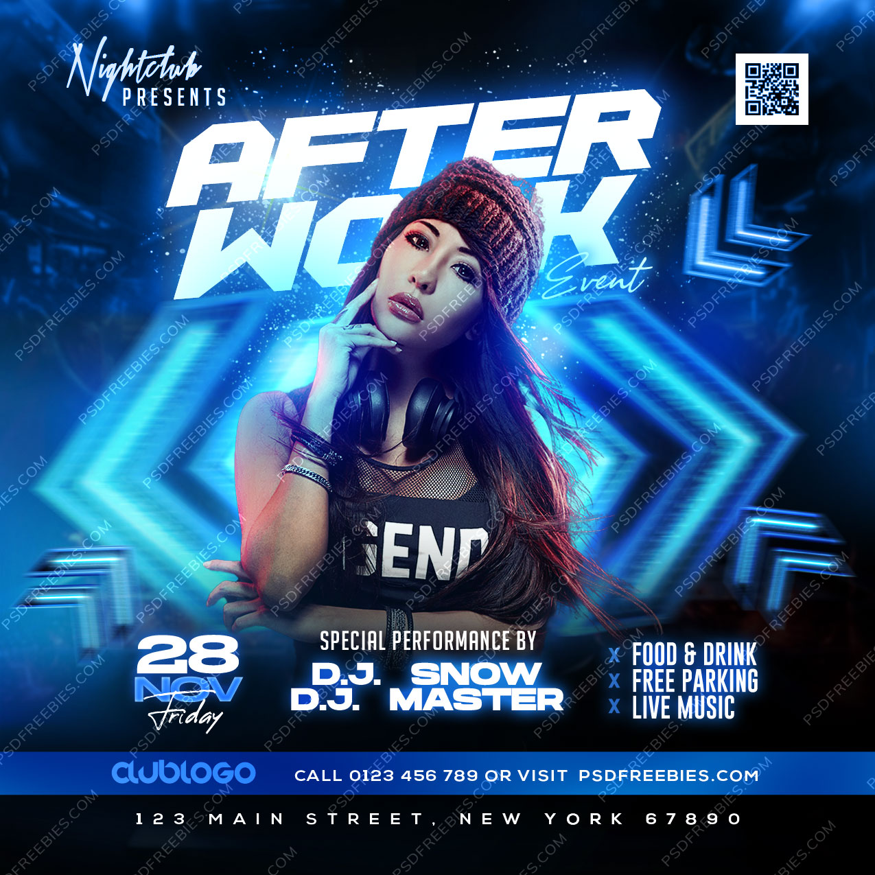 Night Club Party Square Post Design PSD | PSDFreebies.com