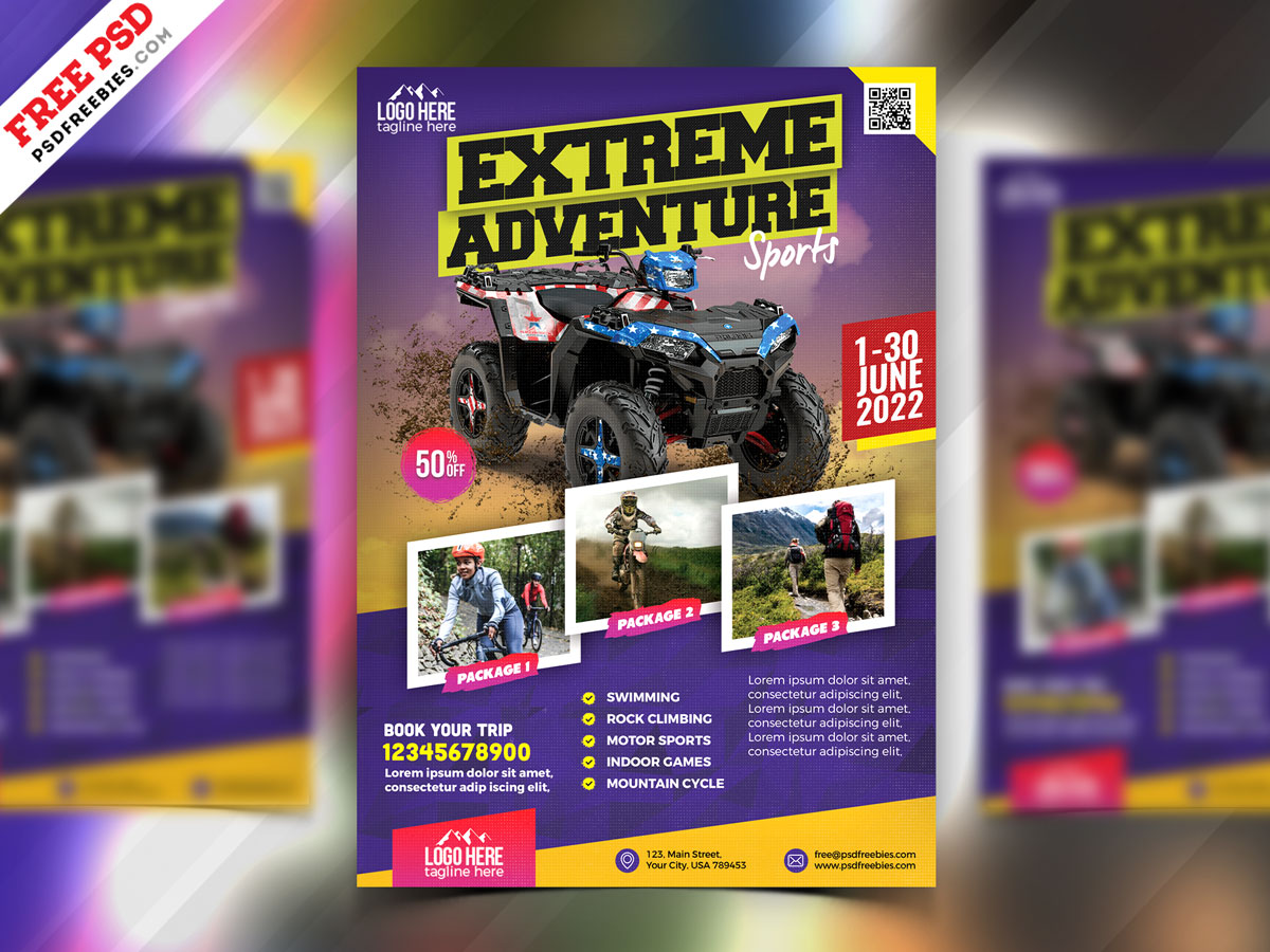 Outdoor Adventure Tour Flyer PSD | PSDFreebies.com