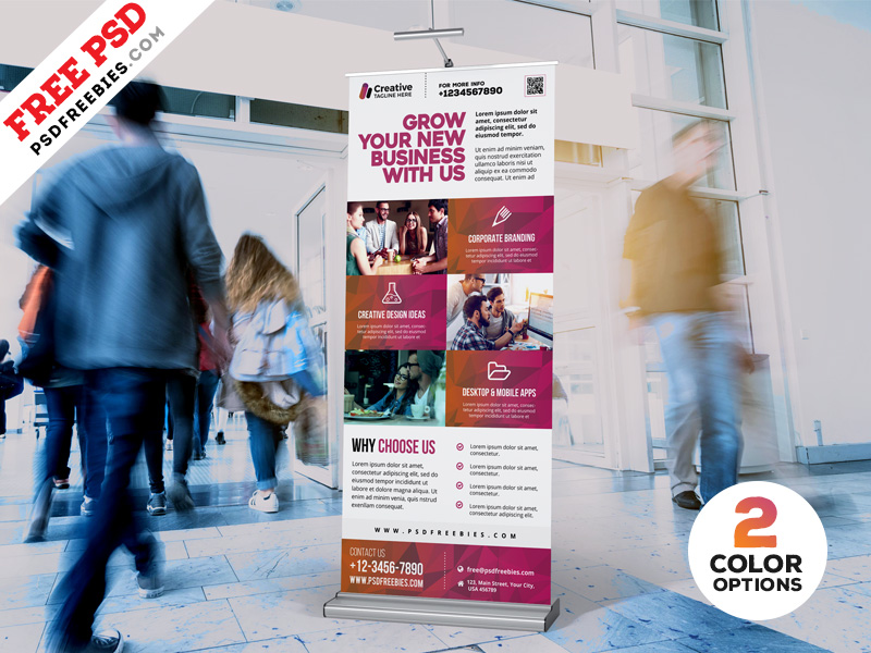 Outdoor Advertising Roll-up Banner PSD Bundle | PSDFreebies.com