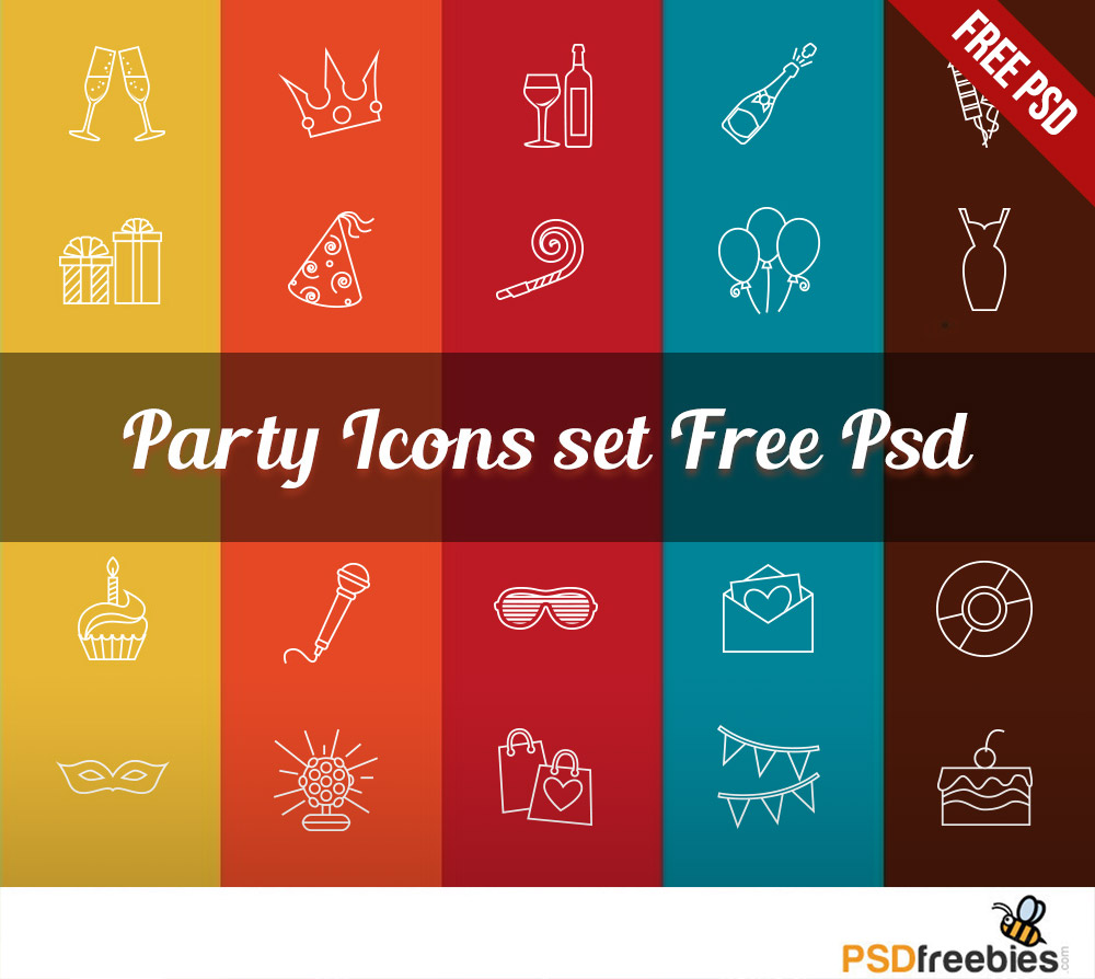 Party Icons set Free Psd | PSDFreebies.com