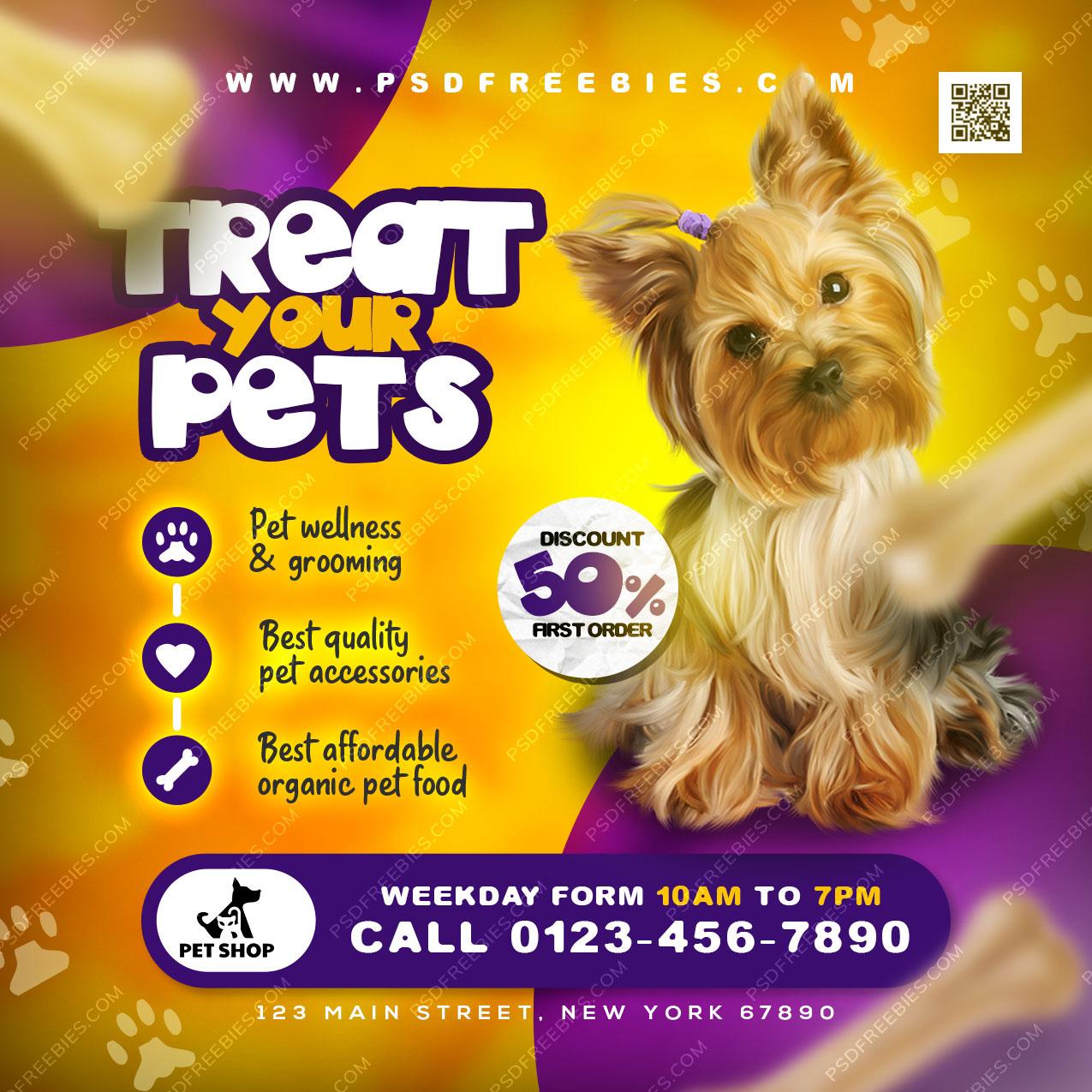 Pet Care Shop Instagram Post Design PSD | PSDFreebies.com