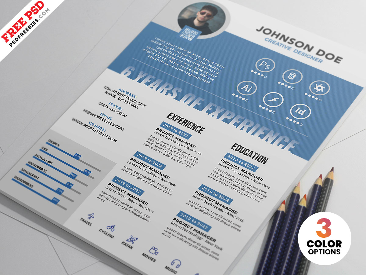 Professional Clean Resume CV Template PSD | PSDFreebies.com