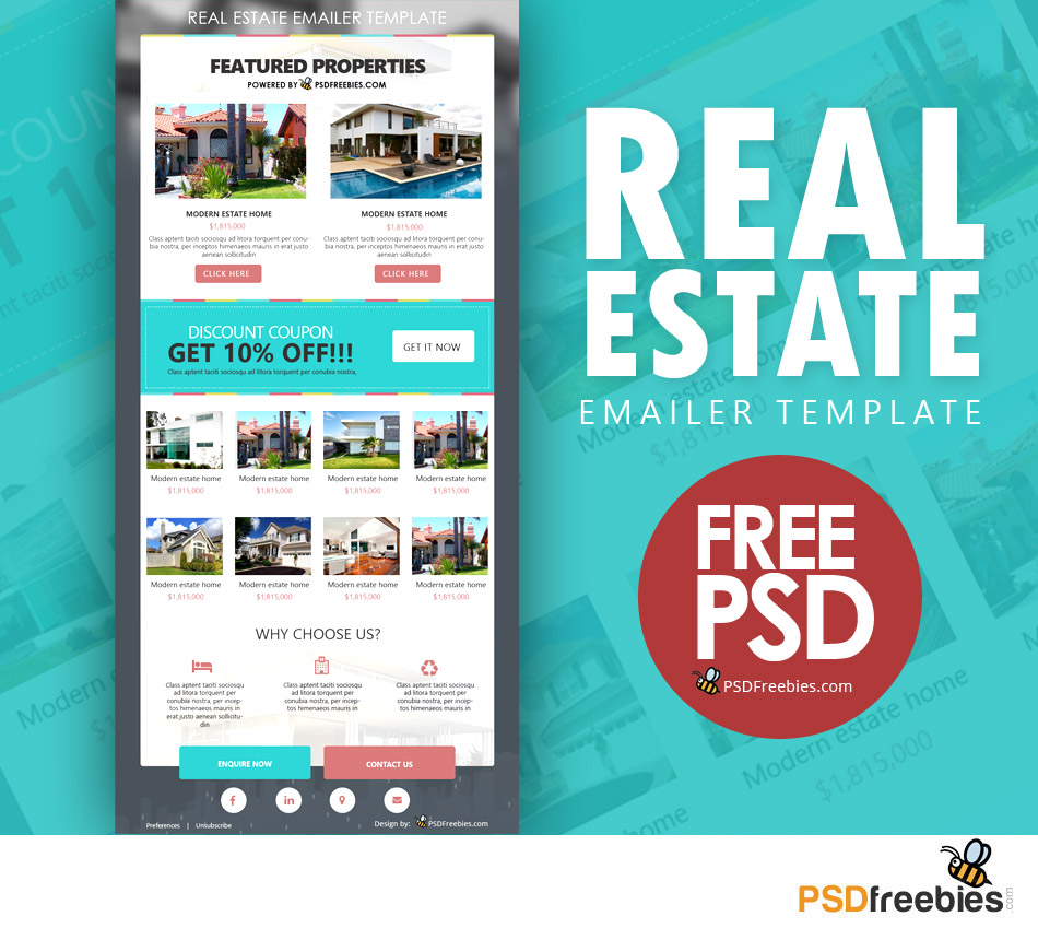 Real Estate E-mailer Template PSD | PSDFreebies.com