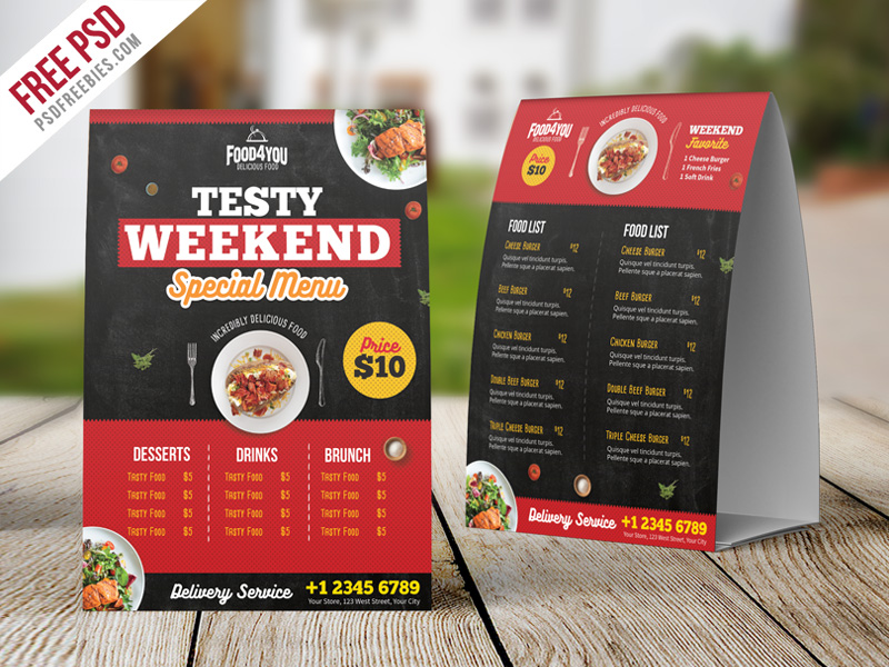 Restaurant Table Tent Menu PSD Template | PSDFreebies.com
