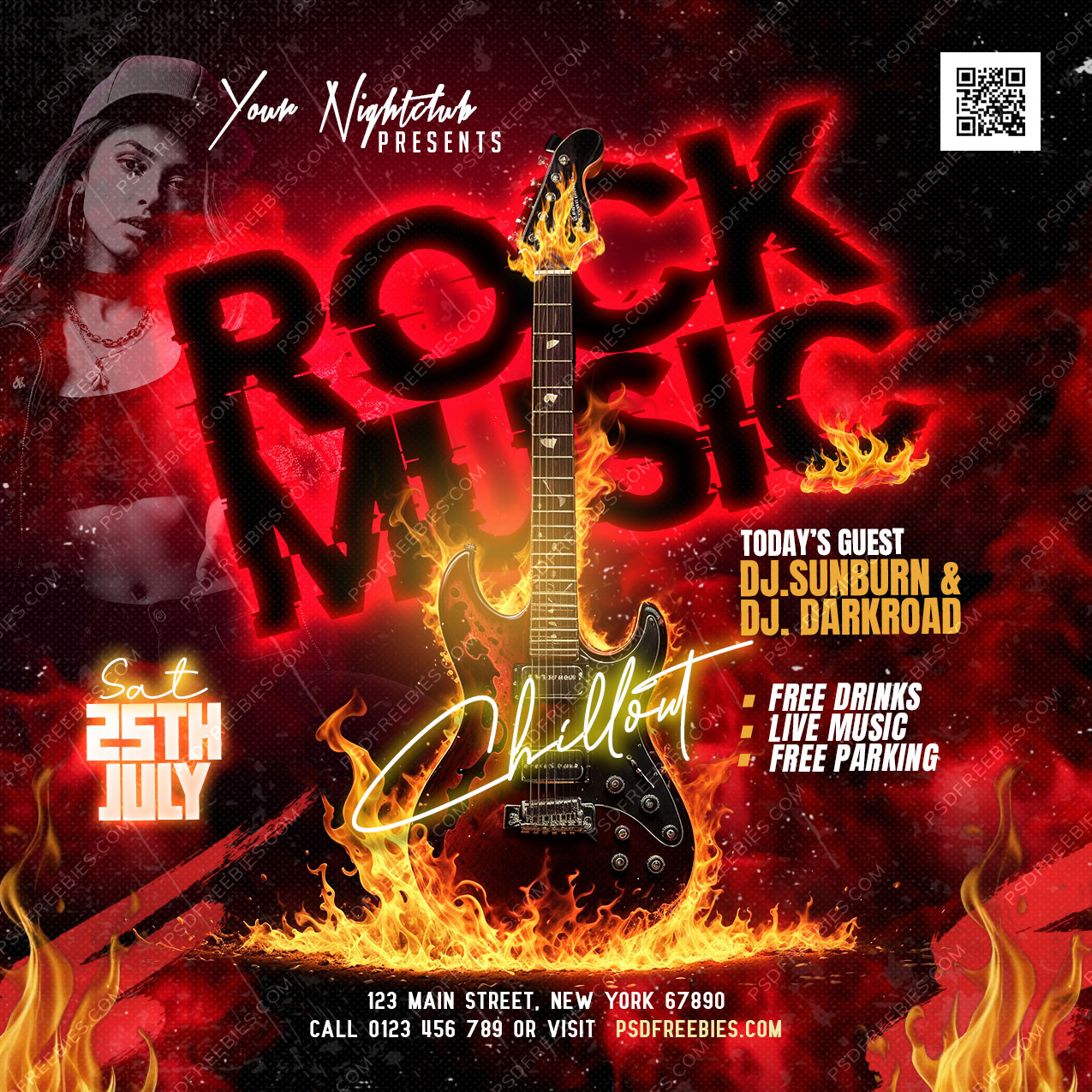 Rock Music Event Post PSD Template | PSDFreebies.com