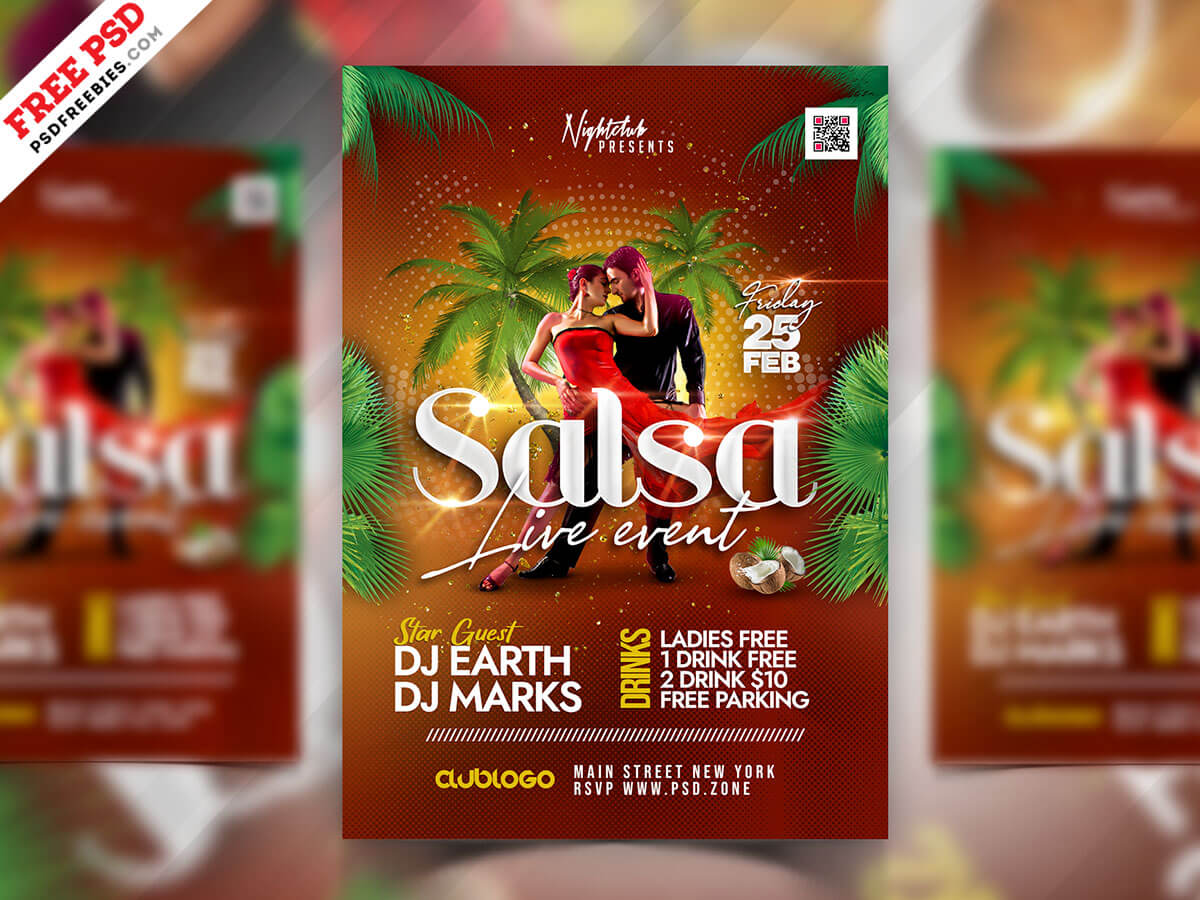 Salsa Live Event Flyer PSD | PSDFreebies.com