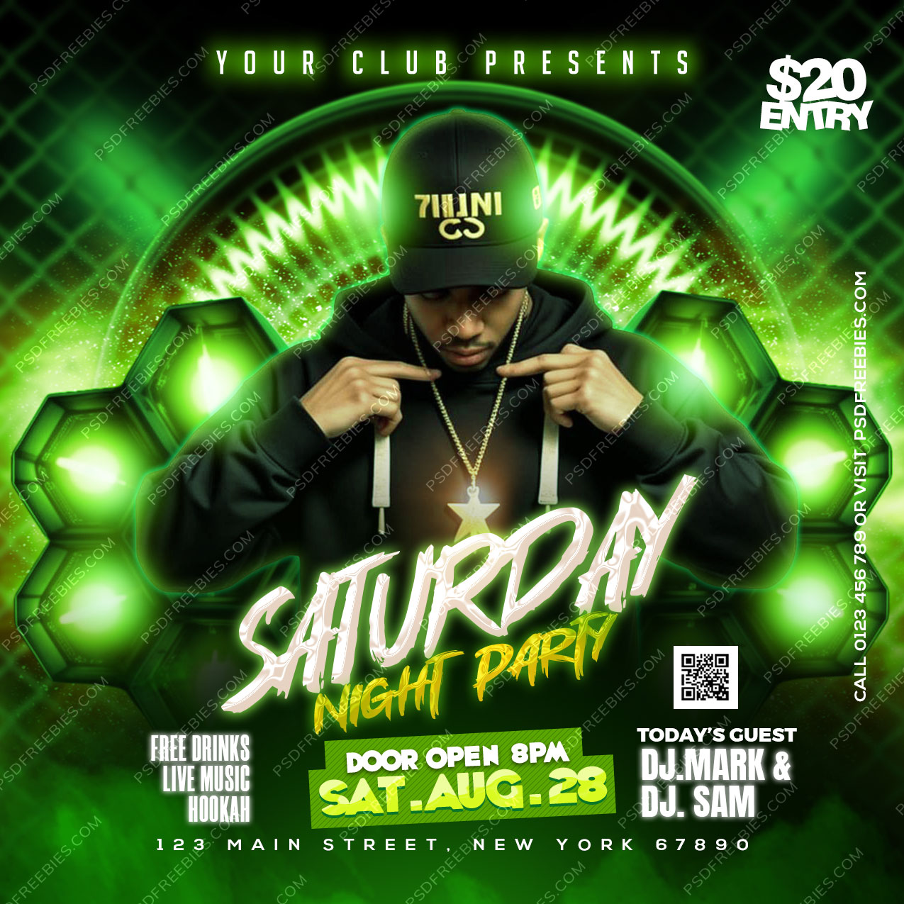 Saturday DJ Music Party Flyer Design PSD | PSDFreebies.com