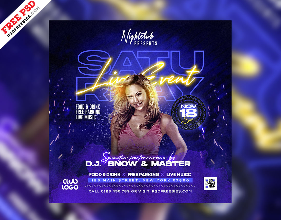 Saturday Night Party Social Media Banner Post PSD | PSDFreebies.com