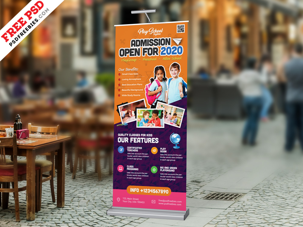 School Admission Open Roll-up Banner PSD | PSDFreebies.com