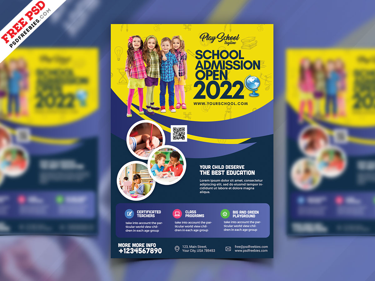 School Admission Pamphlet Flyer Design PSD | PSDFreebies.com