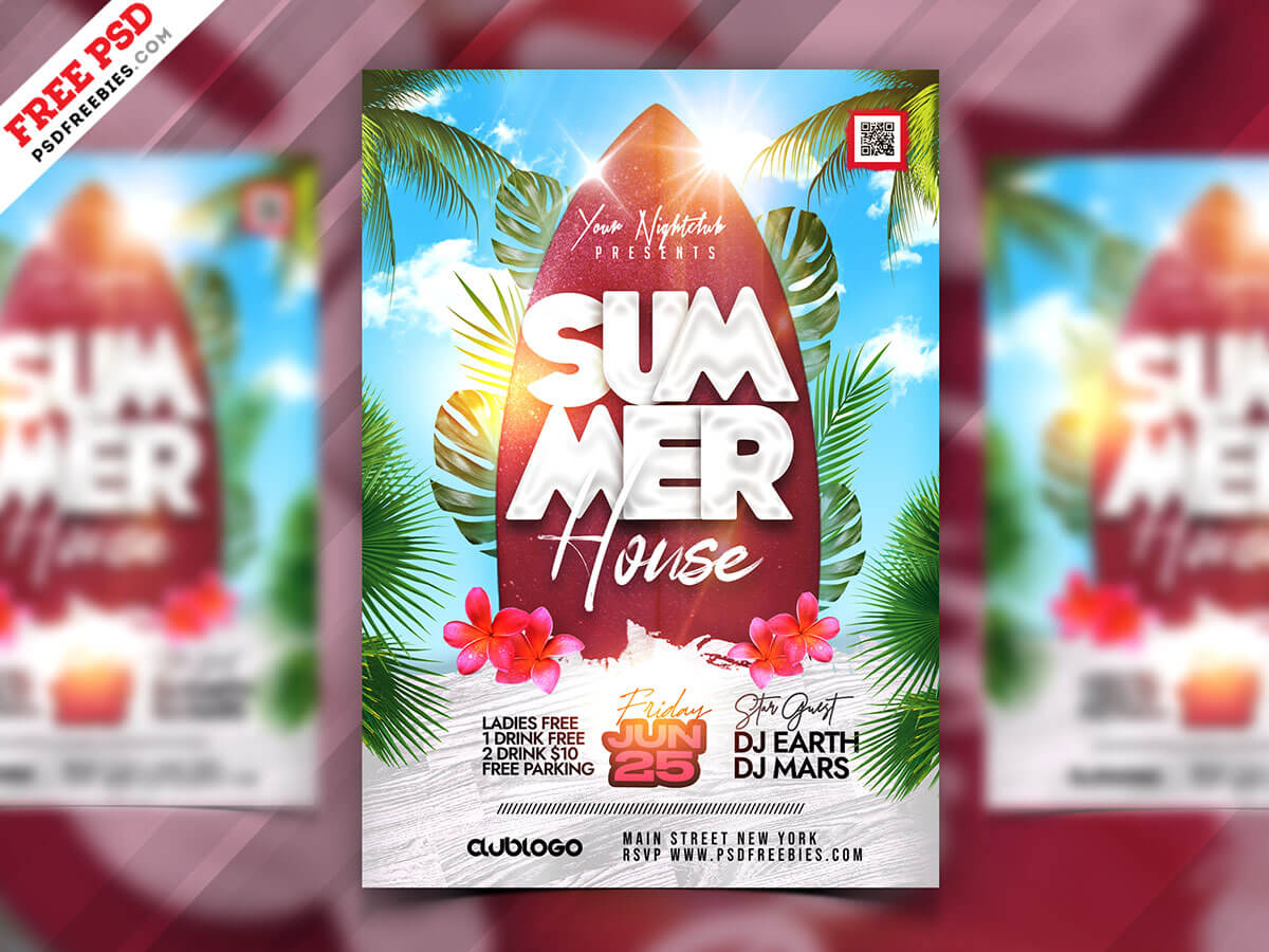 Summer House Party Flyer Design PSD | PSDFreebies.com