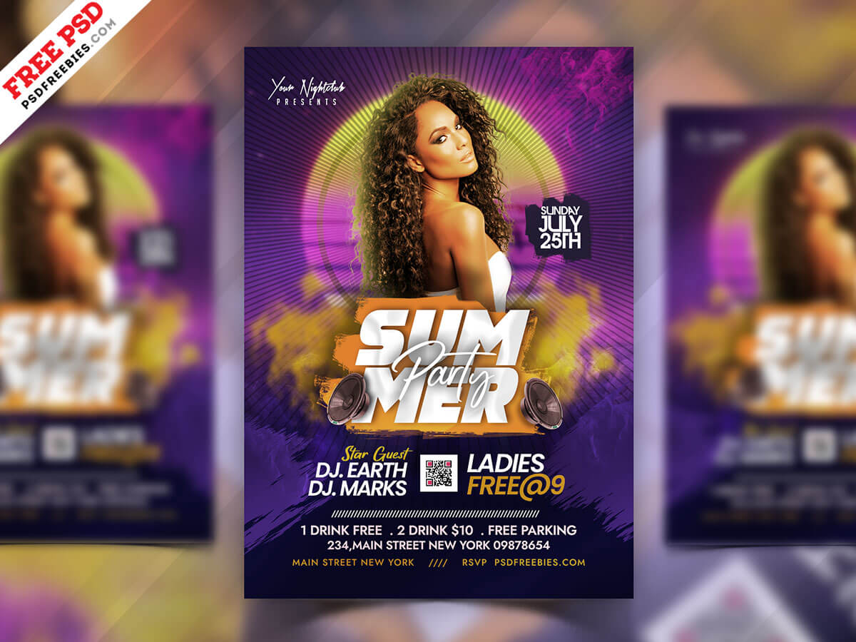 Summer Party Invitation Flyer PSD Template | PSDFreebies.com