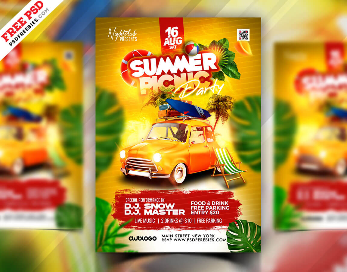 Summer Picnic Festival Party Flyer PSD Template | PSDFreebies.com