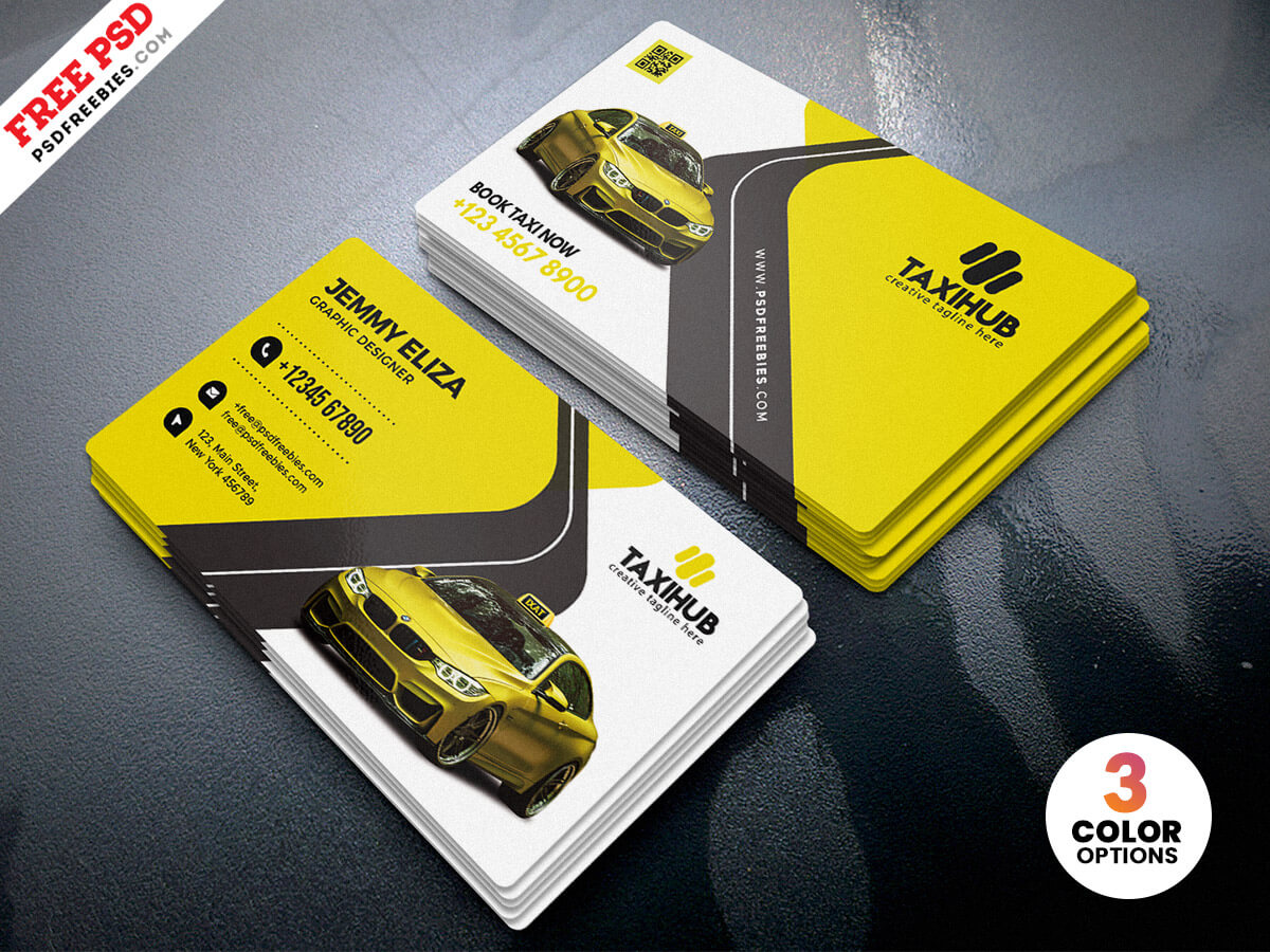 Taxi Cab Service Business Card PSD | PSDFreebies.com