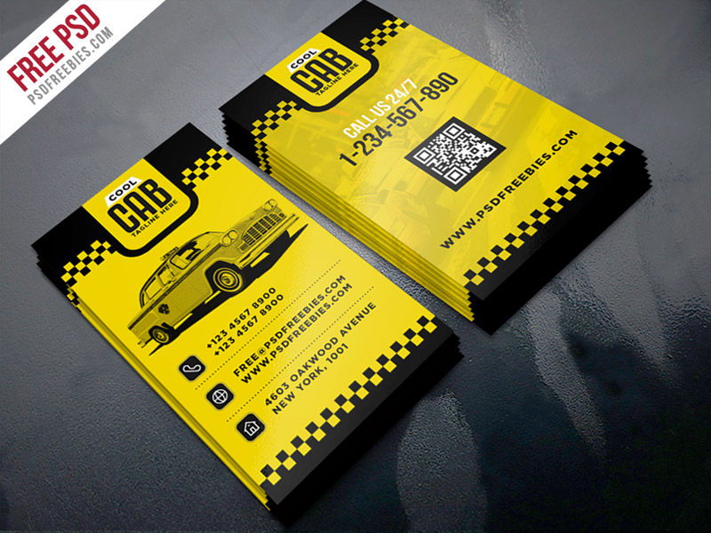 Taxi Cab Service Business Card Template PSD | PSDFreebies.com