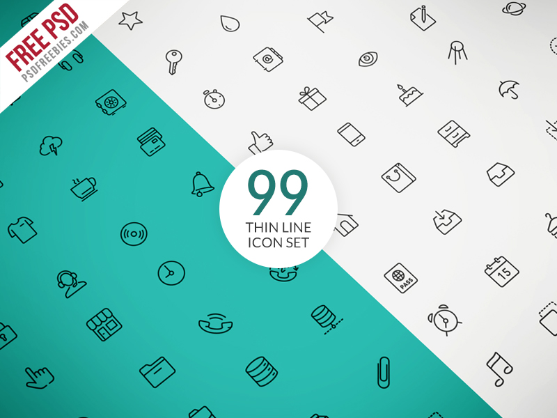 Thin Line Icon set PSD Freebie | PSDFreebies.com