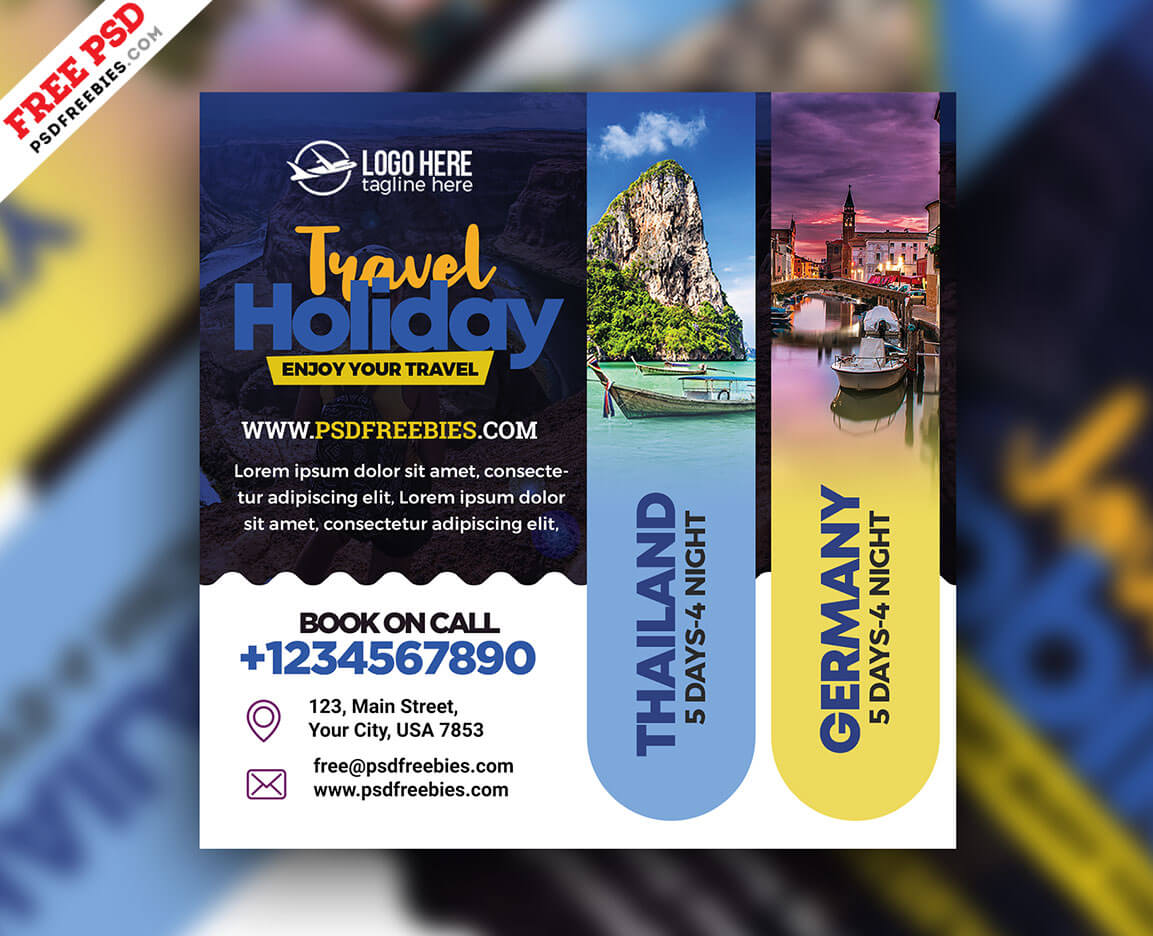 Travel Agency Business Promotion Instagram Post PSD | PSDFreebies.com