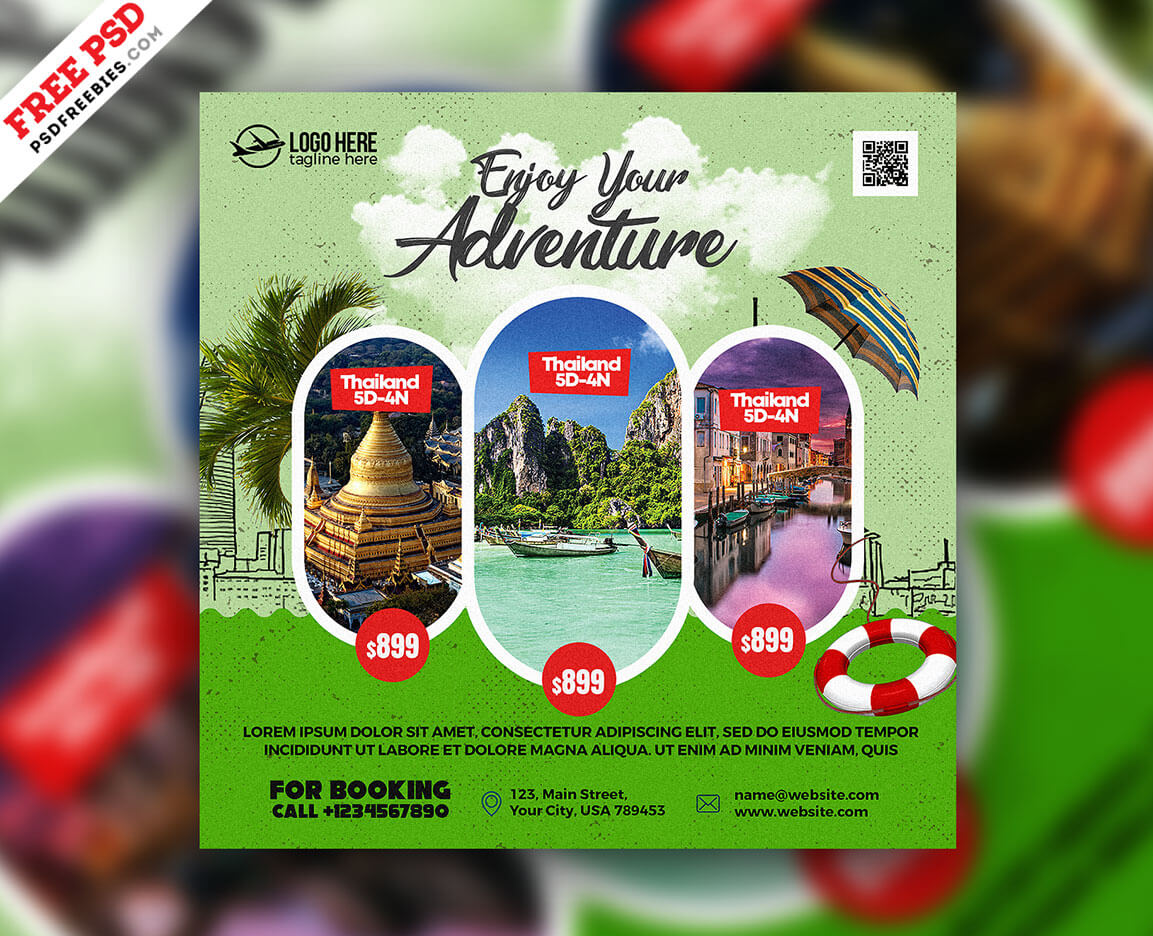 Travel Agency Promotion Social Media Post PSD | PSDFreebies.com