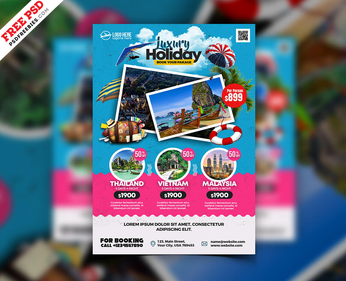 Travel Package Business Flyer PSD | PSDFreebies.com
