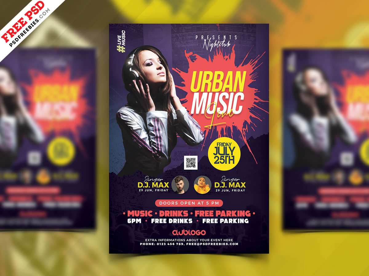 Urban Live Music Concert Poster Flyer PSD | PSDFreebies.com