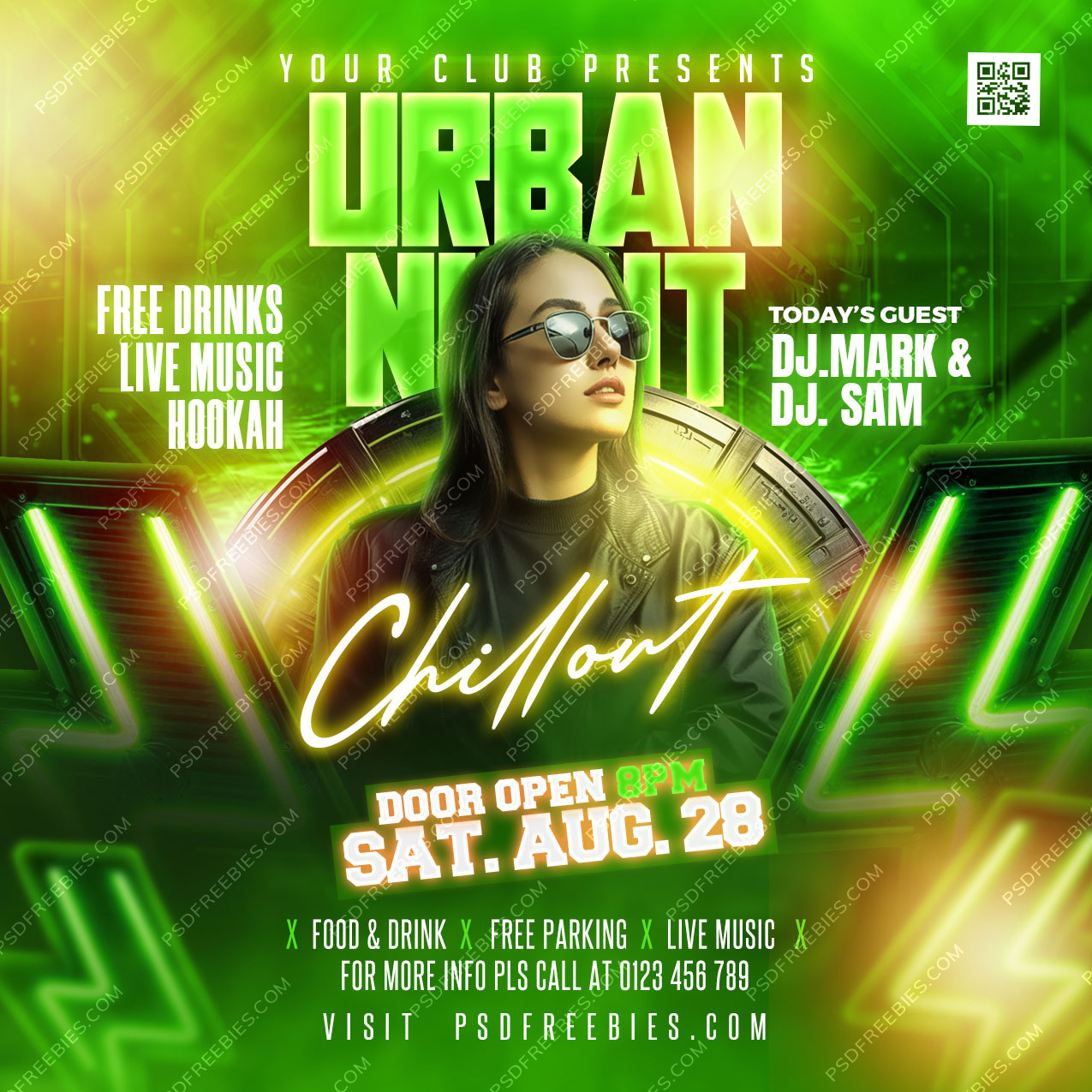 Urban Night Chillout Club Party Post PSD | PSDFreebies.com