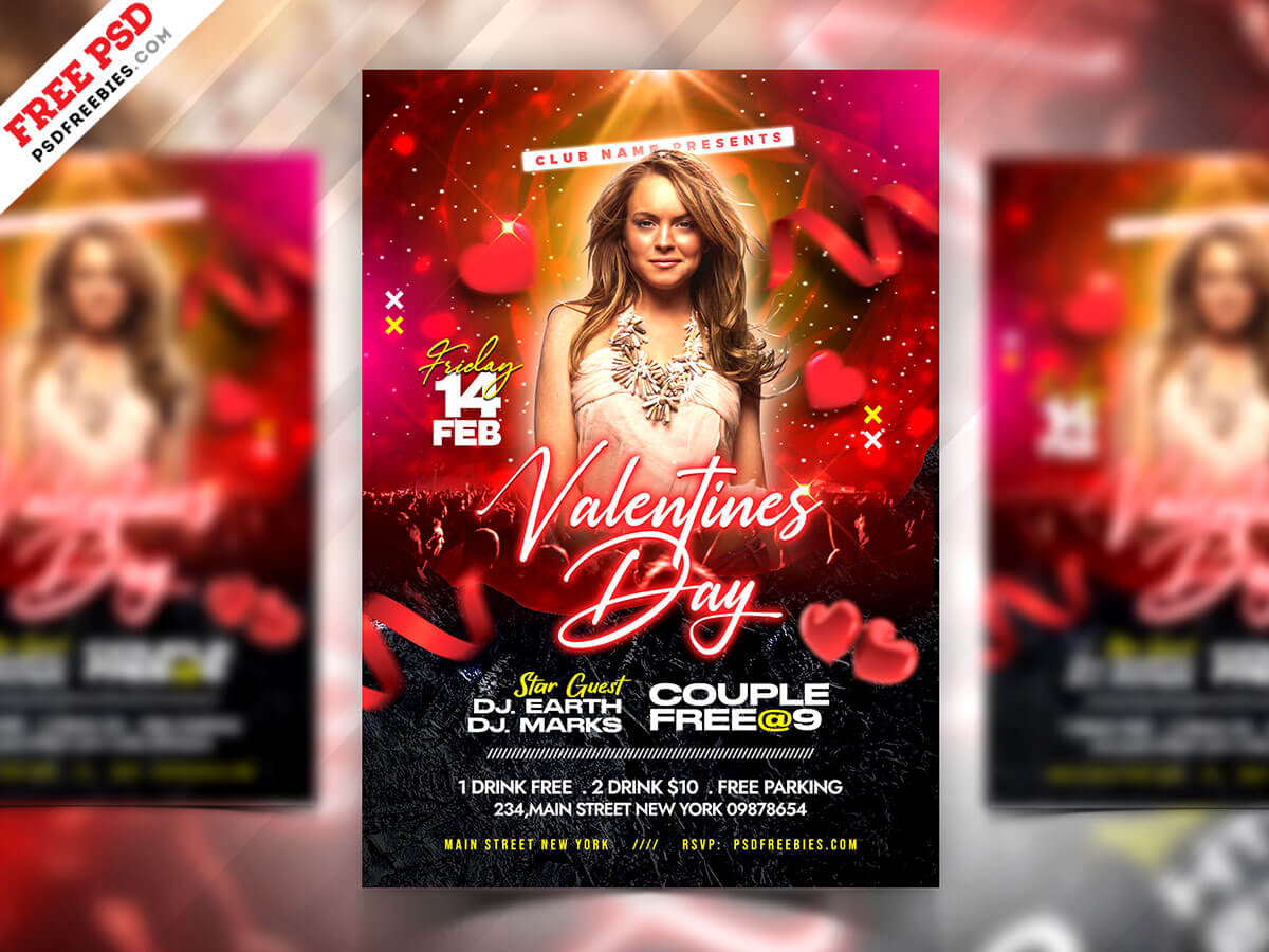 Valentines Day Party Invitation Flyer PSD Template | PSDFreebies.com