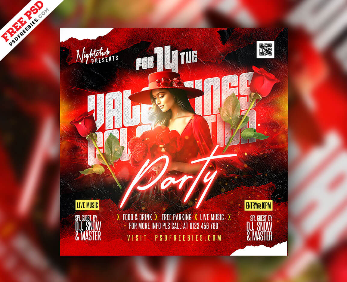 Valentines Day Party Invitation Post PSD | PSDFreebies.com