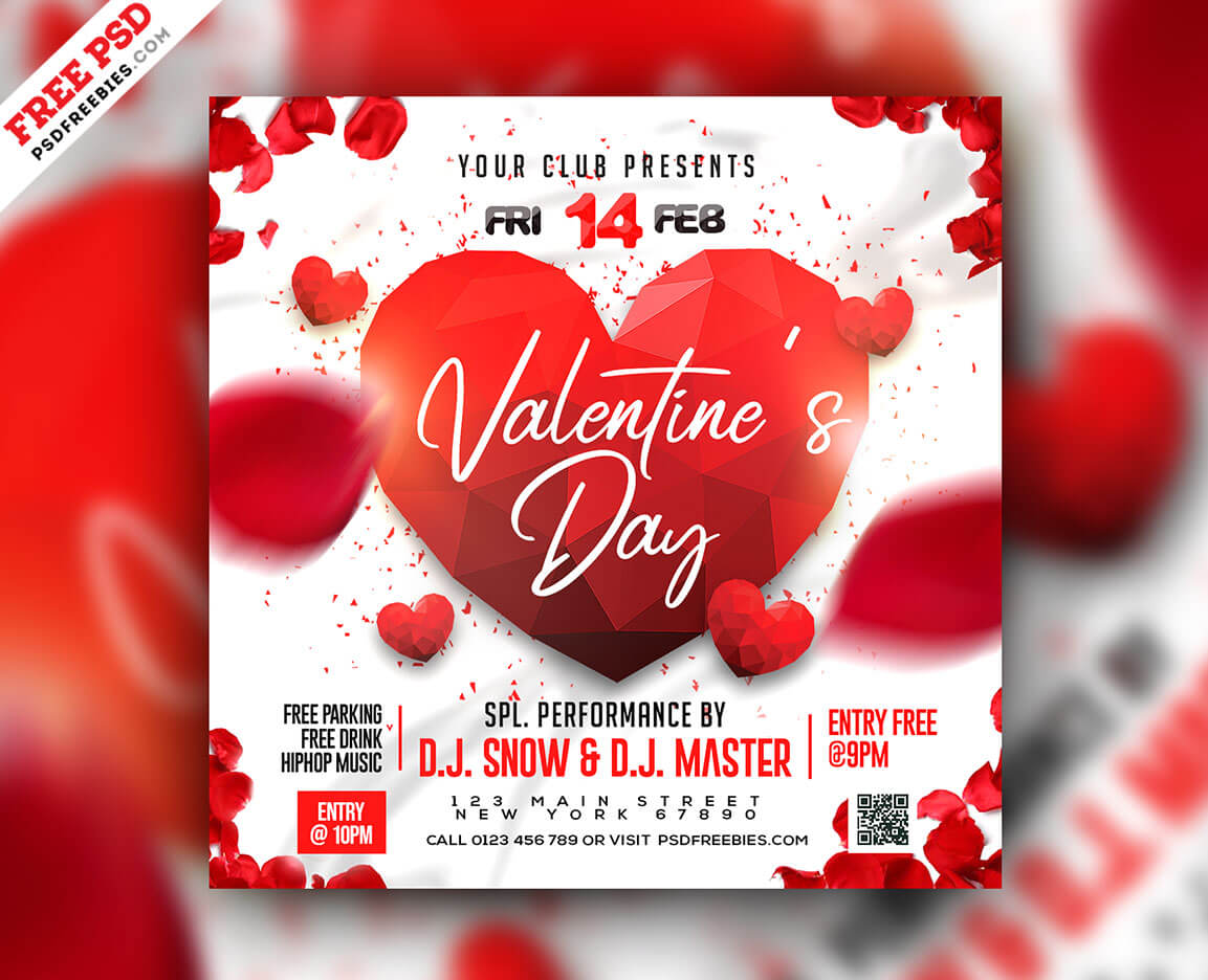 Valentines Day Party Promotional Post PSD | PSDFreebies.com