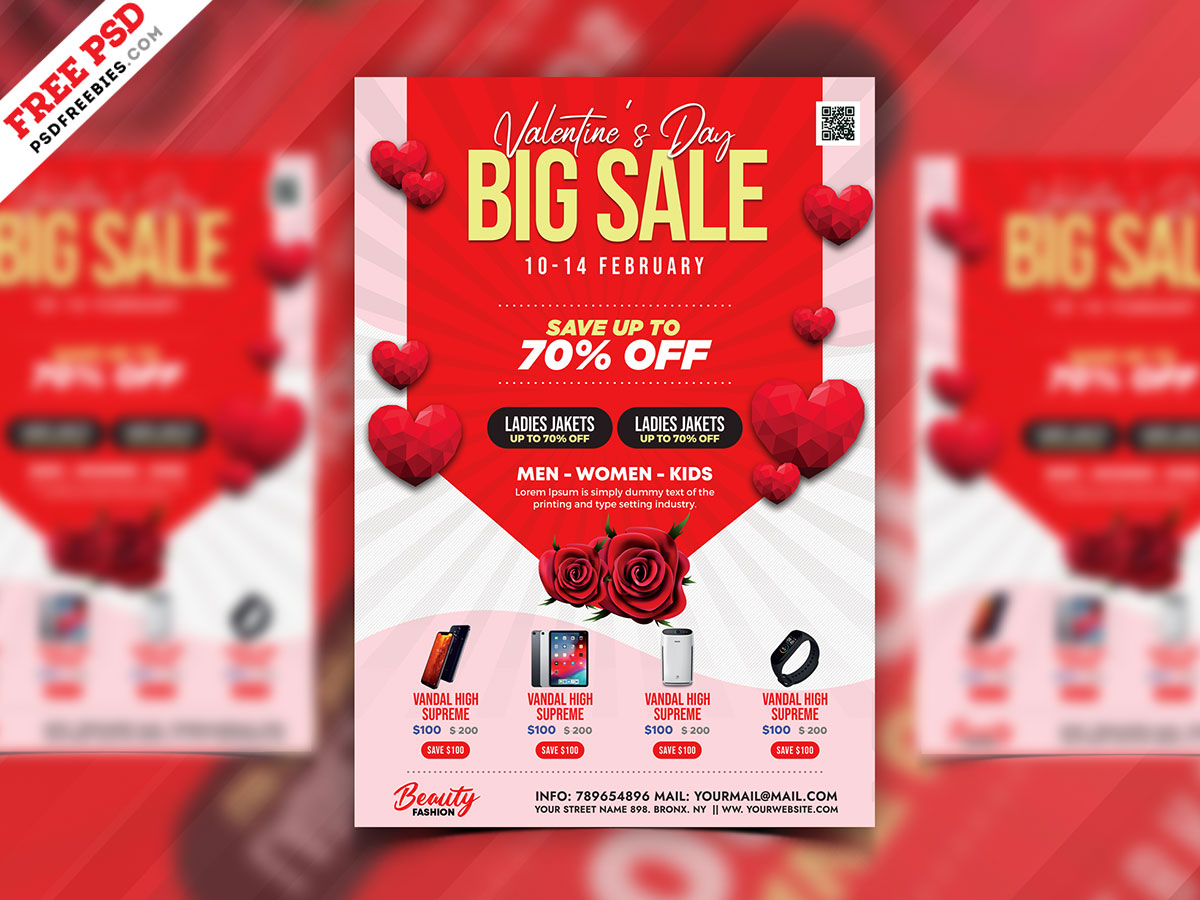 Valentine’s Day Sale Promotion Flyer PSD | PSDFreebies.com