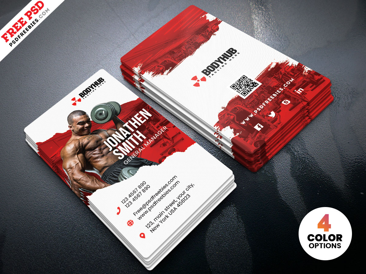Vertical Fitness Gym Business Card PSD | PSDFreebies.com