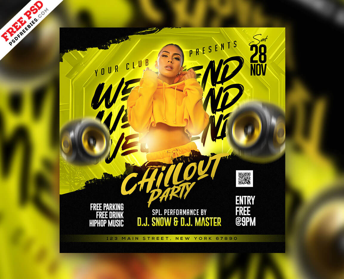 Weekend Chillout Music Party Post PSD | PSDFreebies.com