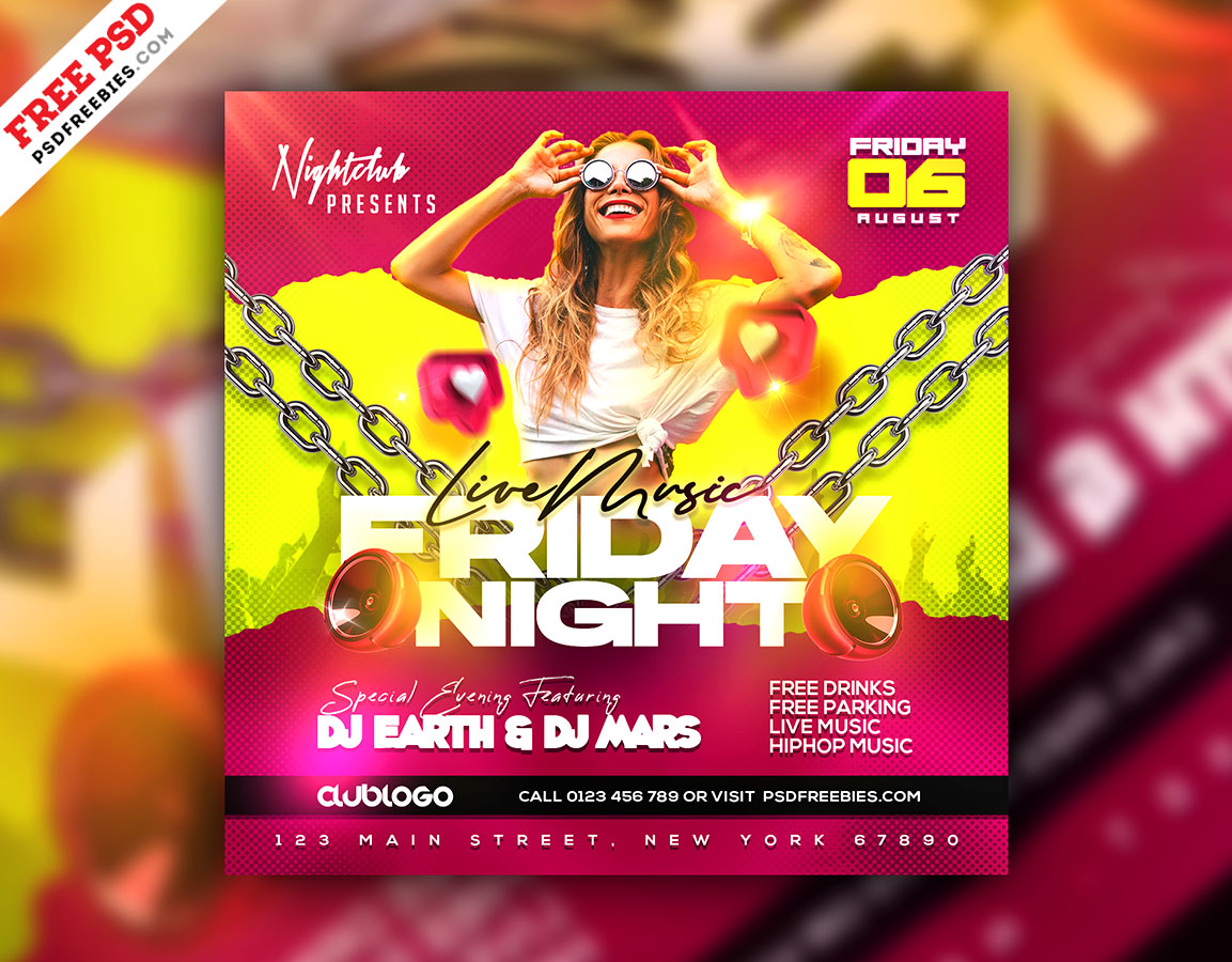 Weekend Club Party Instagram Post PSD | PSDFreebies.com